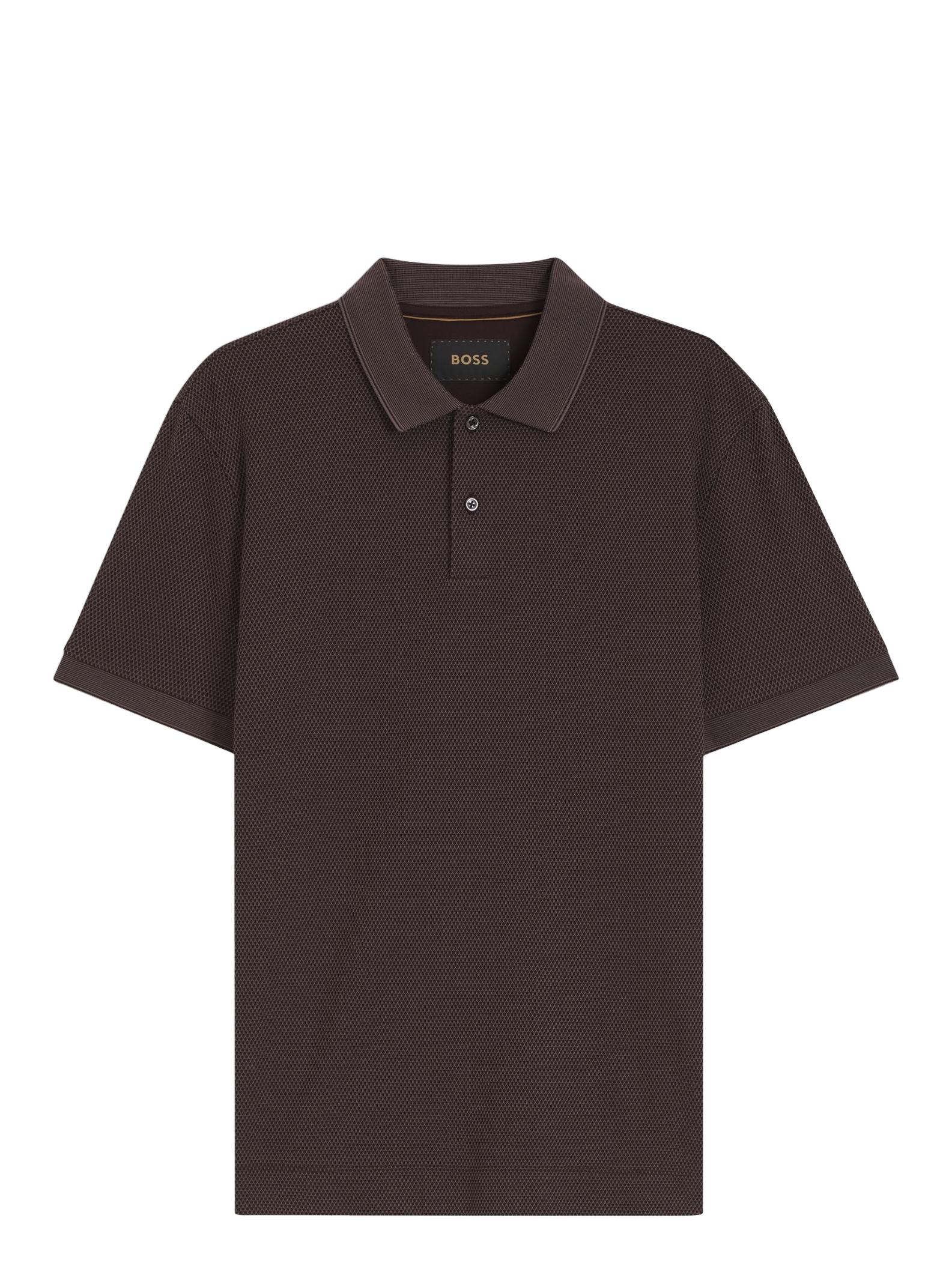 BOSS knit polo shirt in two-tone cotton